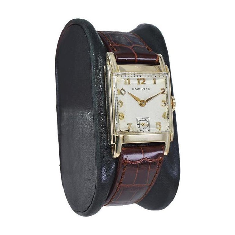 Hamilton Yellow Gold Filled Art Deco Tank Watch with Original Dial ...