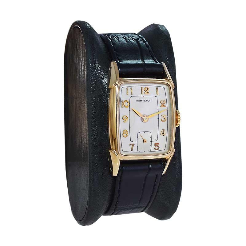 Hamilton Yellow Gold Filled Art Deco Tonneau Shape circa 1940's at ...