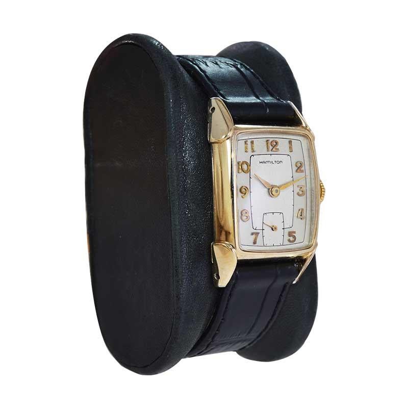 Hamilton Yellow Gold Filled Art Deco Tonneau Shape circa 1940's at ...