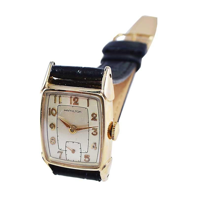 Hamilton Yellow Gold Filled Art Deco Tonneau Shape circa 1940's at ...