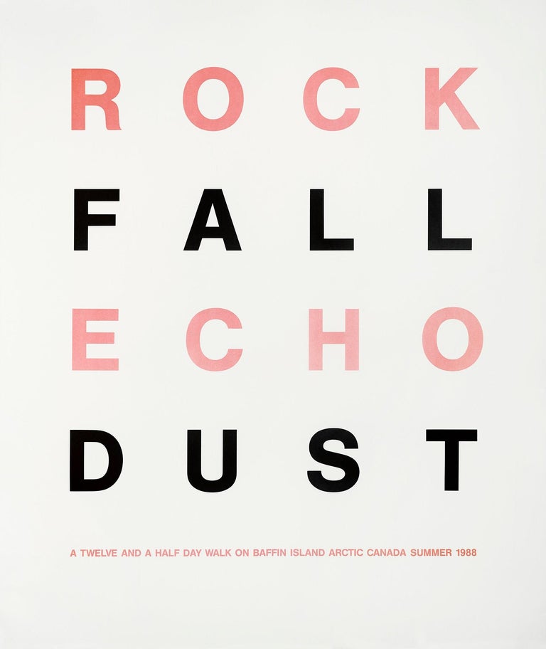 Hamish Fulton - Rock Fall Echo Dust, text, print, red, black and gray ...