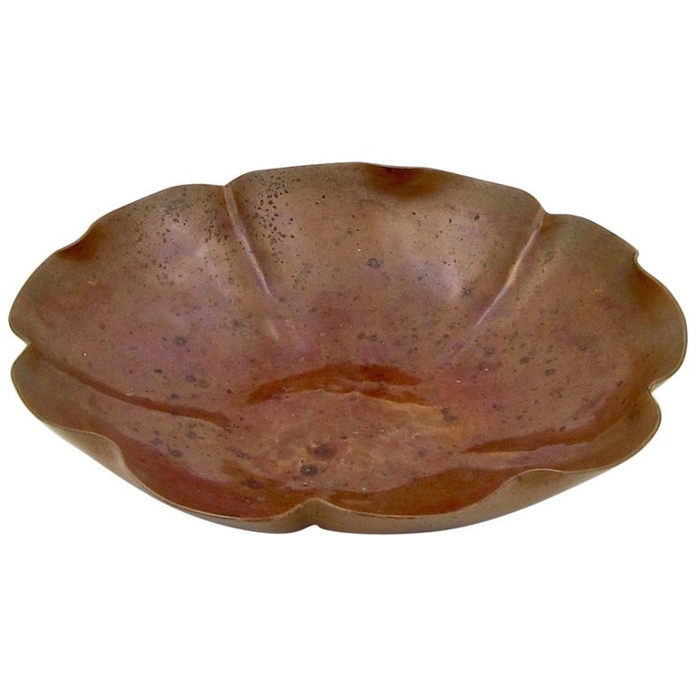Hammered Arts and Crafts Copper Poppy Bowl at 1stDibs