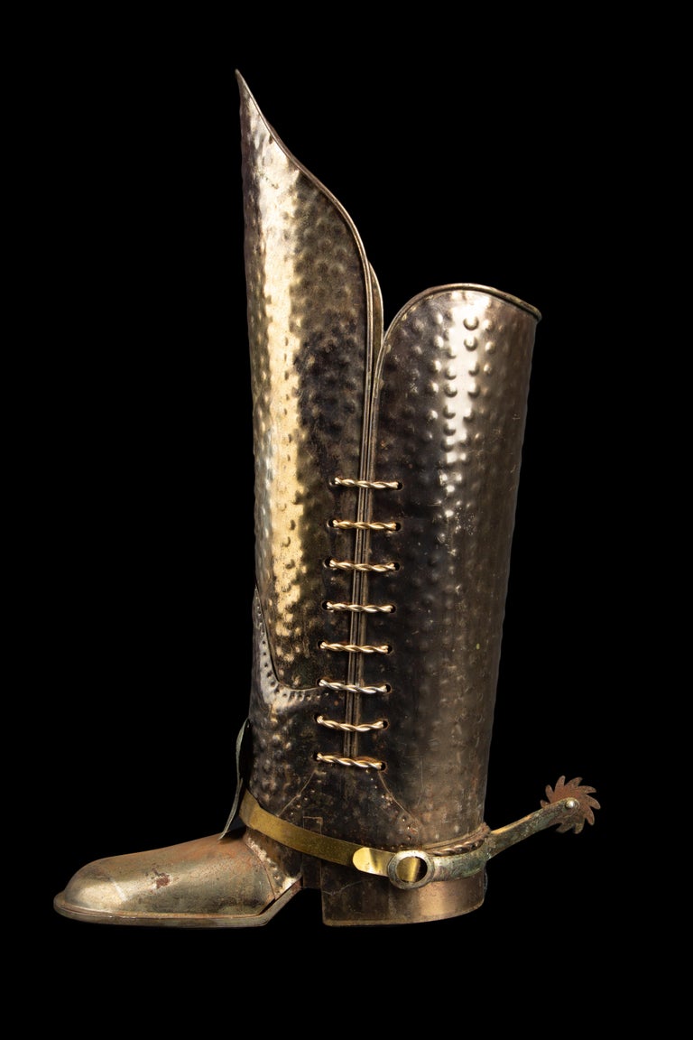 Hammered Brass Boot Umbrella Stand For Sale at 1stDibs