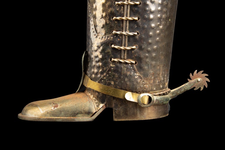 Hammered Brass Boot Umbrella Stand For Sale at 1stDibs