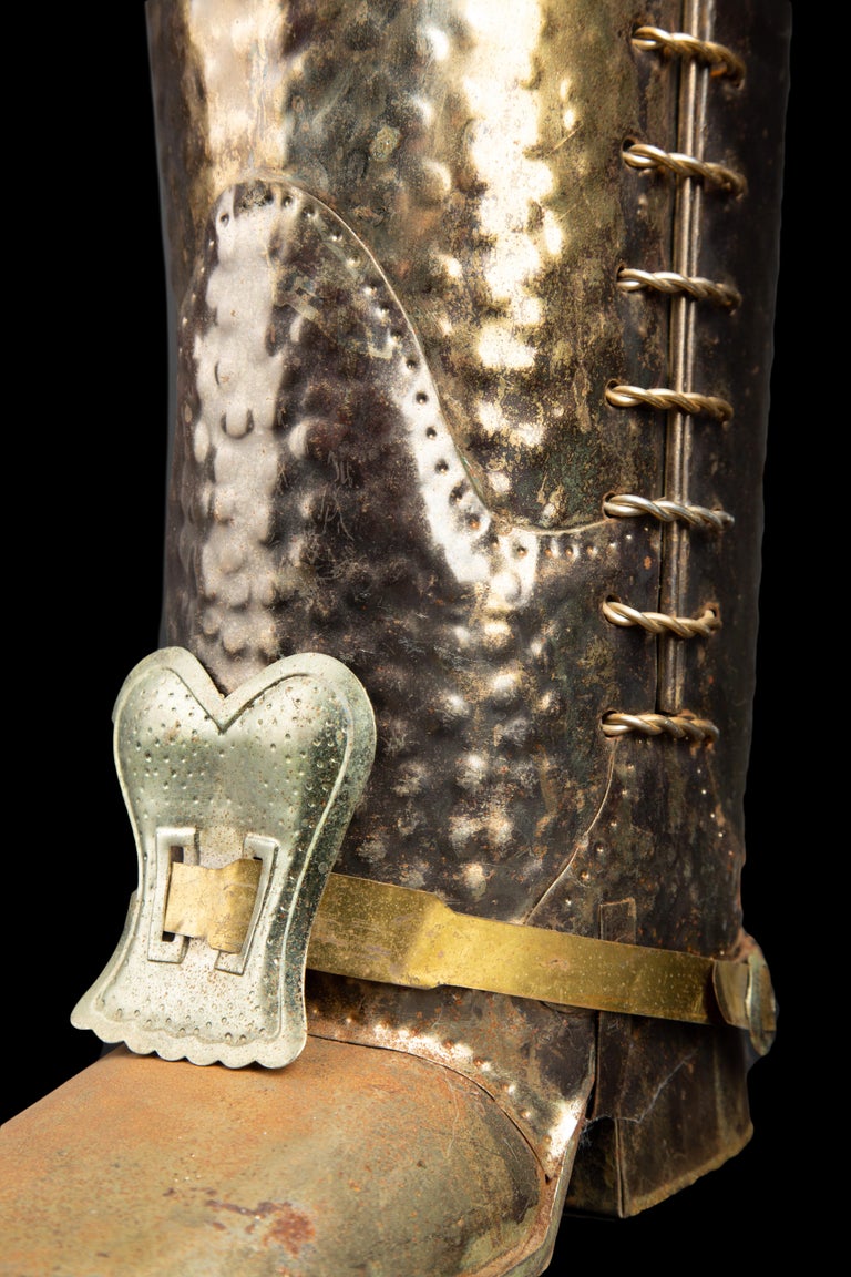 Hammered Brass Boot Umbrella Stand For Sale at 1stDibs