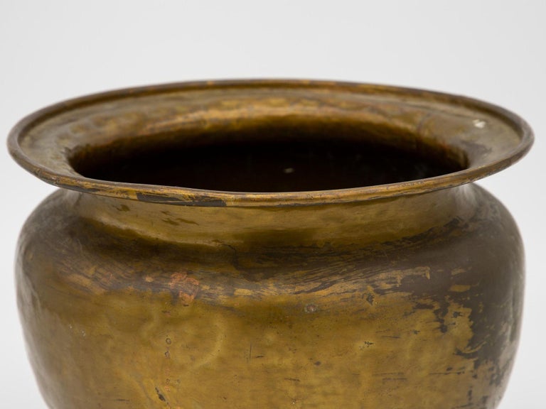 Hammered Brass Bowl on Three Feet For Sale at 1stDibs