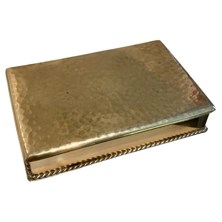 Hammered Brass Box with Braid Detail and Wood Liner at 1stDibs