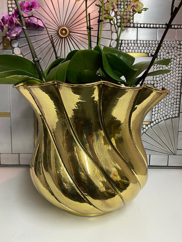 Hammered Brass Planter For Sale at 1stDibs