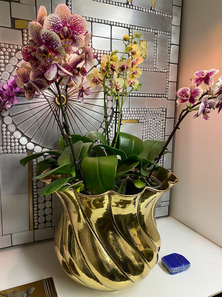 Hammered Brass Planter For Sale at 1stDibs