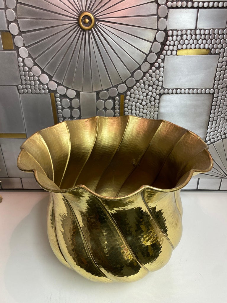 Hammered Brass Planter For Sale at 1stDibs