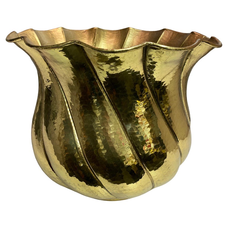 Hammered Brass Planter For Sale at 1stDibs