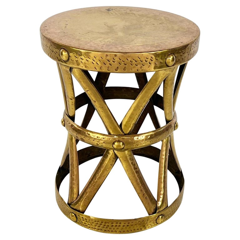 Hammered Brass Stool, circa 1960s at 1stDibs