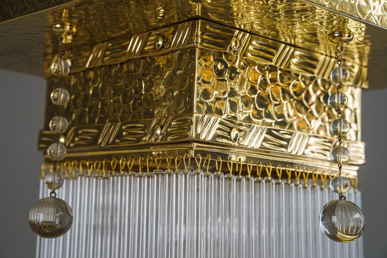 Hammered Ceiling Lamp with Glass Sticks Vienna Around 1920 For Sale at ...