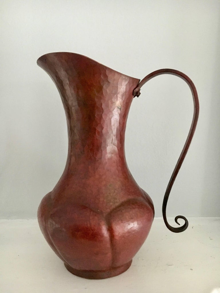 Hammered Copper Mexican Early 20th Century Pitcher at 1stDibs