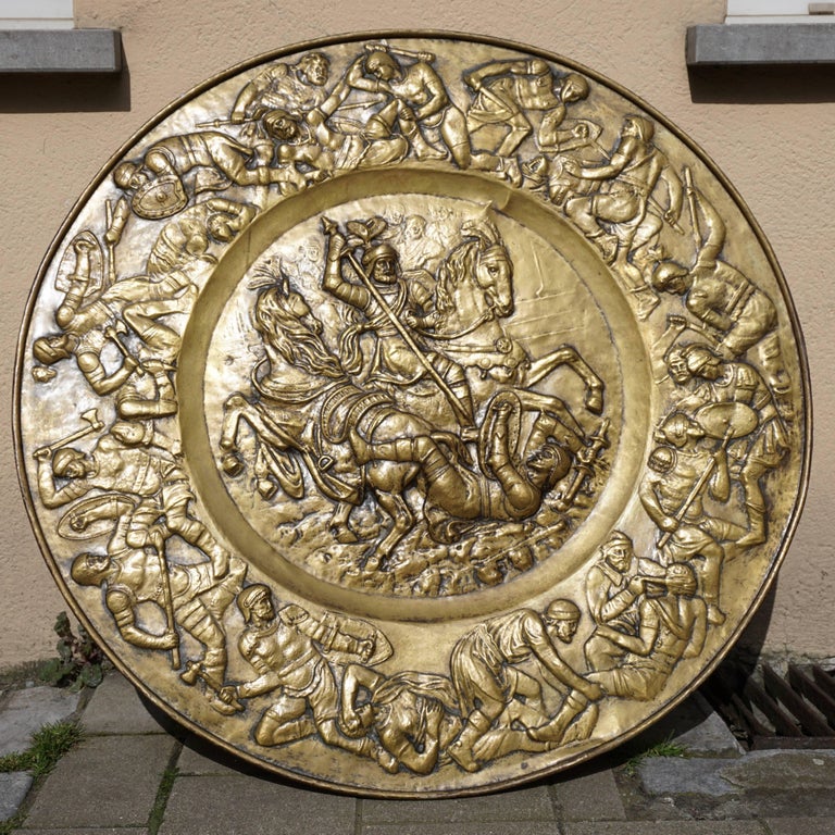Hammered Copper Wall Relief Sculpture with Roman Warriors For Sale at ...