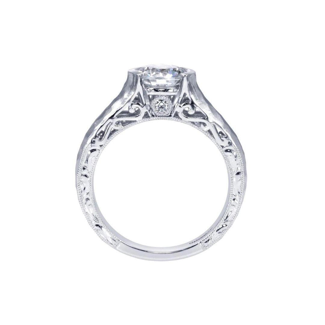 Hammered Finish Contemporary Solitaire Diamond Engagement Mounting For ...