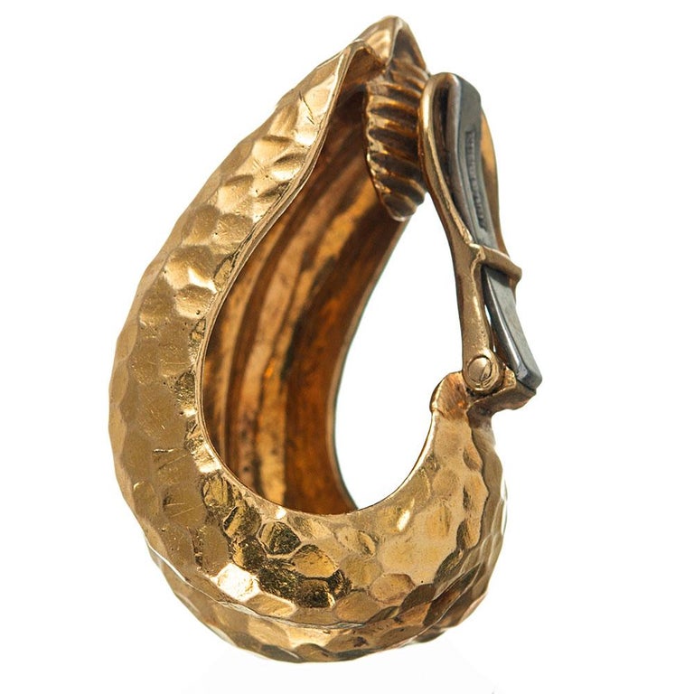 David Webb Hammered Golden Ear Clips at 1stDibs