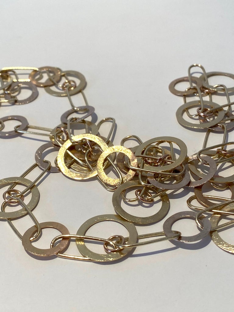 Hammered Handcrafted 18K Yellow Gold Link Chain Necklace Made in Italy ...