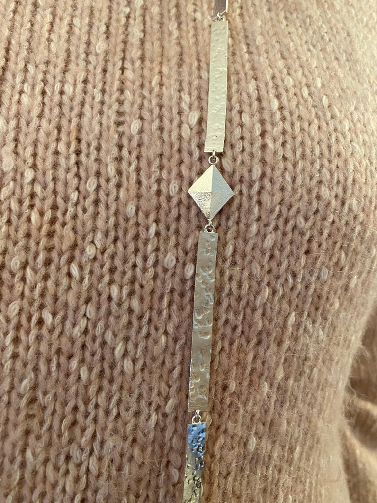 Hammered Handcrafted Silver Sterling Link Chain Necklace For Sale at ...