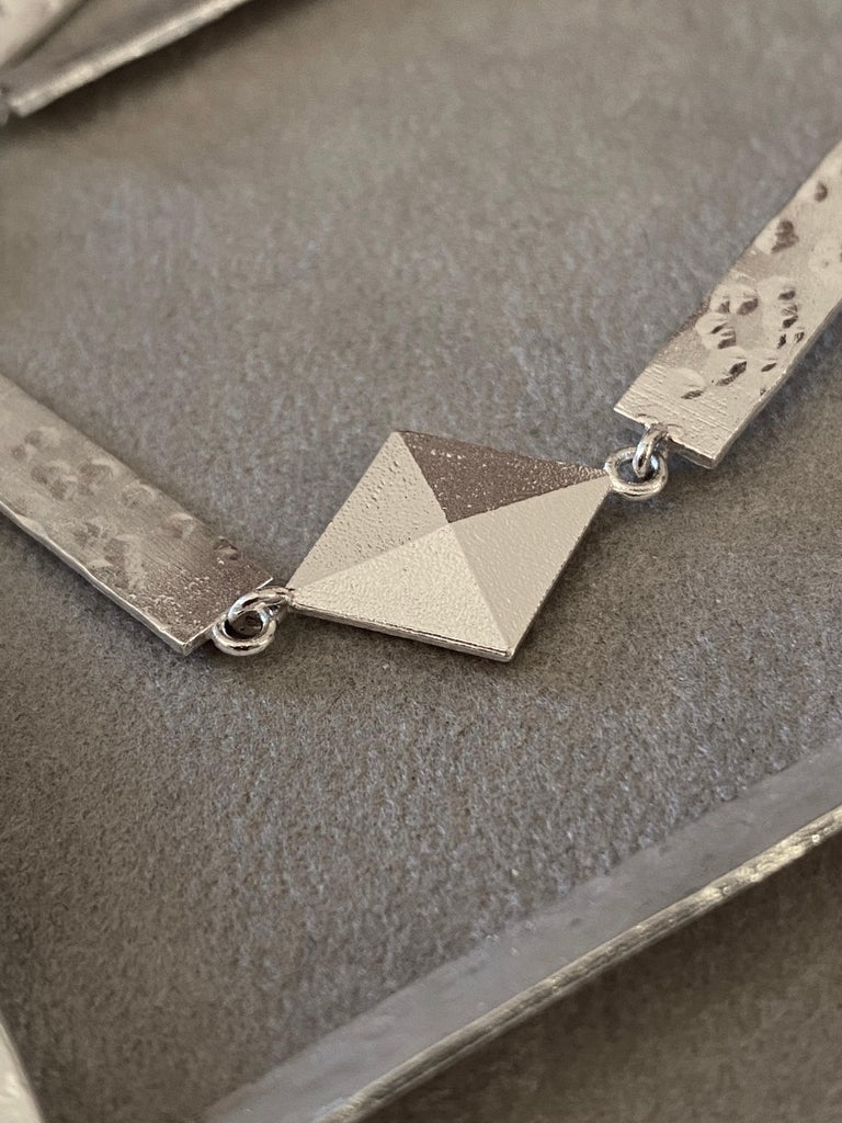 Hammered Handcrafted Silver Sterling Link Chain Necklace For Sale at ...