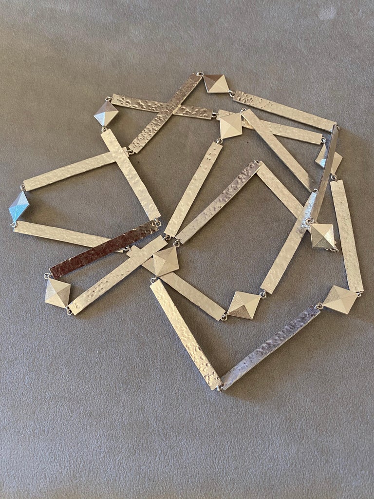 Hammered Handcrafted Silver Sterling Link Chain Necklace For Sale at ...