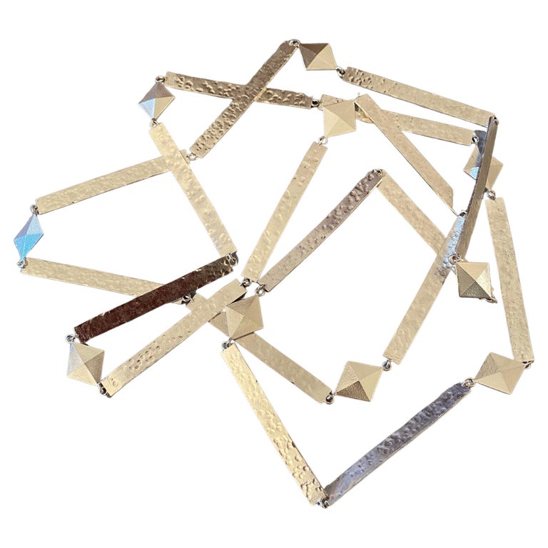 Hammered Handcrafted Silver Sterling Link Chain Necklace For Sale at ...