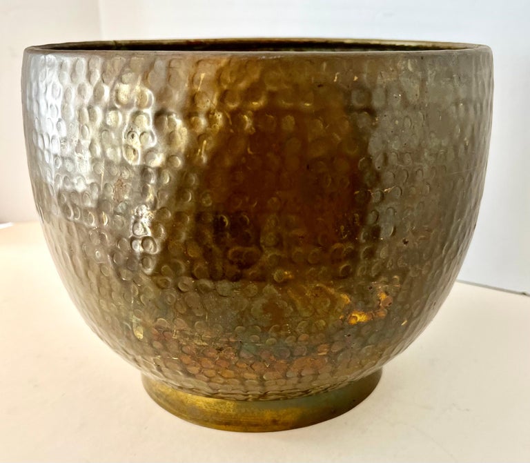 Hammered Italian Brass Cachepot Jardiniere or Planter For Sale at 1stDibs