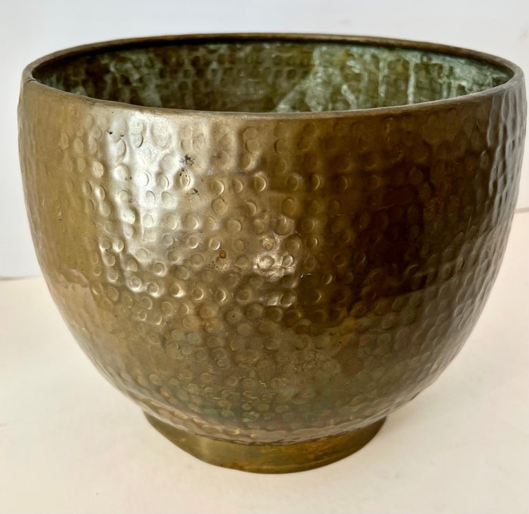 Hammered Italian Brass Cachepot Jardiniere or Planter For Sale at 1stDibs