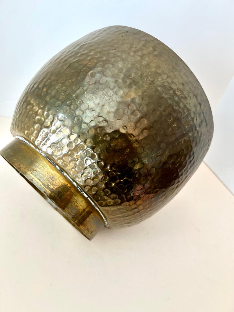 Hammered Italian Brass Cachepot Jardiniere or Planter For Sale at 1stDibs