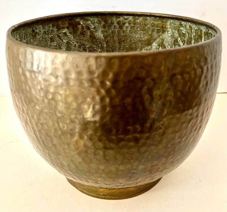 Hammered Italian Brass Cachepot Jardiniere or Planter For Sale at 1stDibs