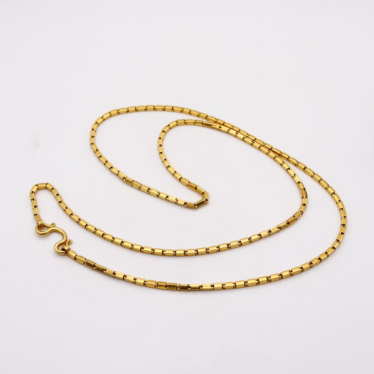 Hammered Long Necklace Chain in Solid 22kt Yellow Gold with Hooks For ...