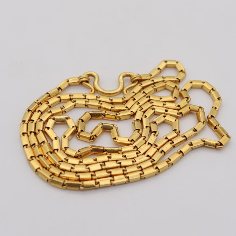 Hammered Long Necklace Chain in Solid 22kt Yellow Gold with Hooks For ...