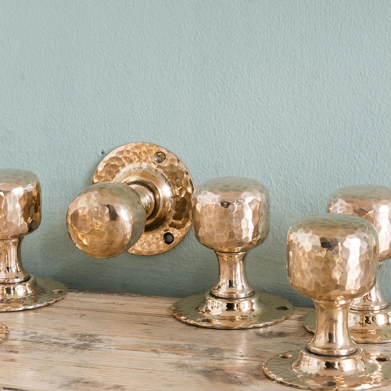 Hammered Rose Brass Door Knobs at 1stDibs | hammered brass knobs, hammered brass door knob