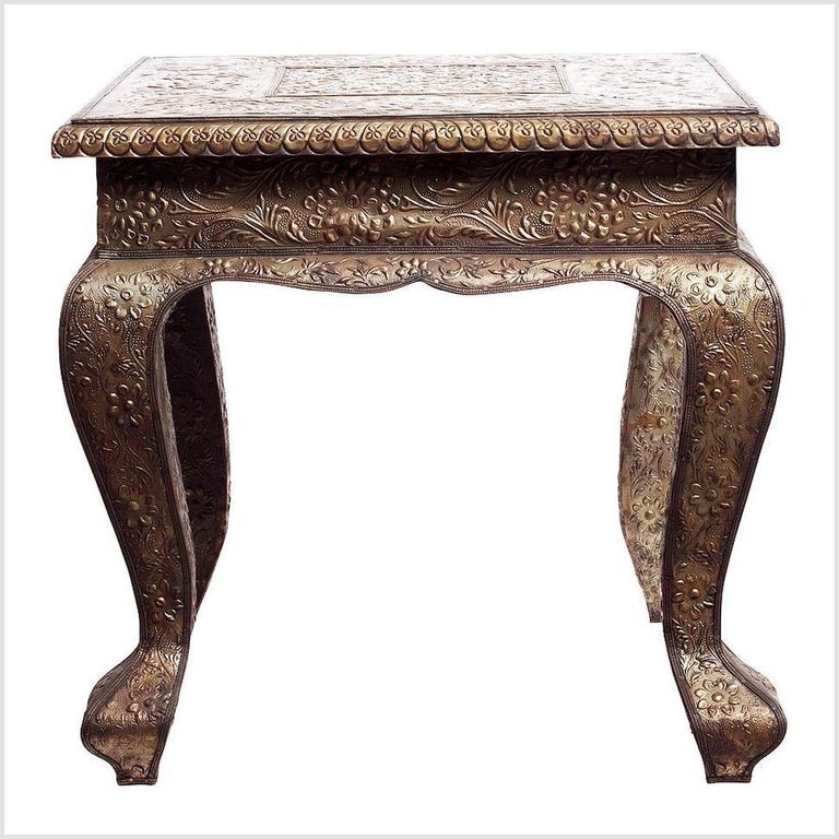 Hammered Square Silver Table For Sale at 1stDibs