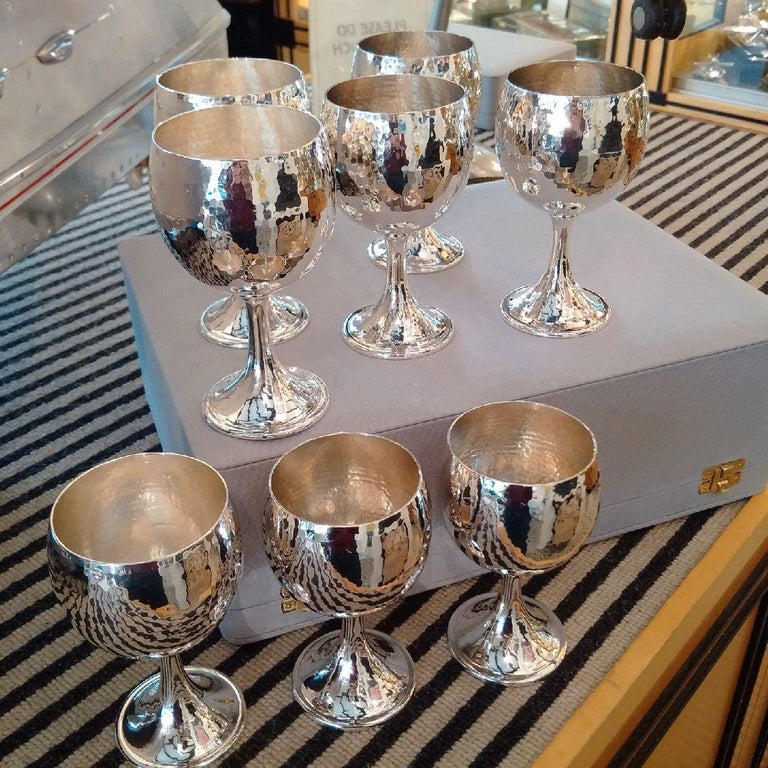 Hammered Sterling Silver Champagne Goblets by Buccellati, circa 1990s ...