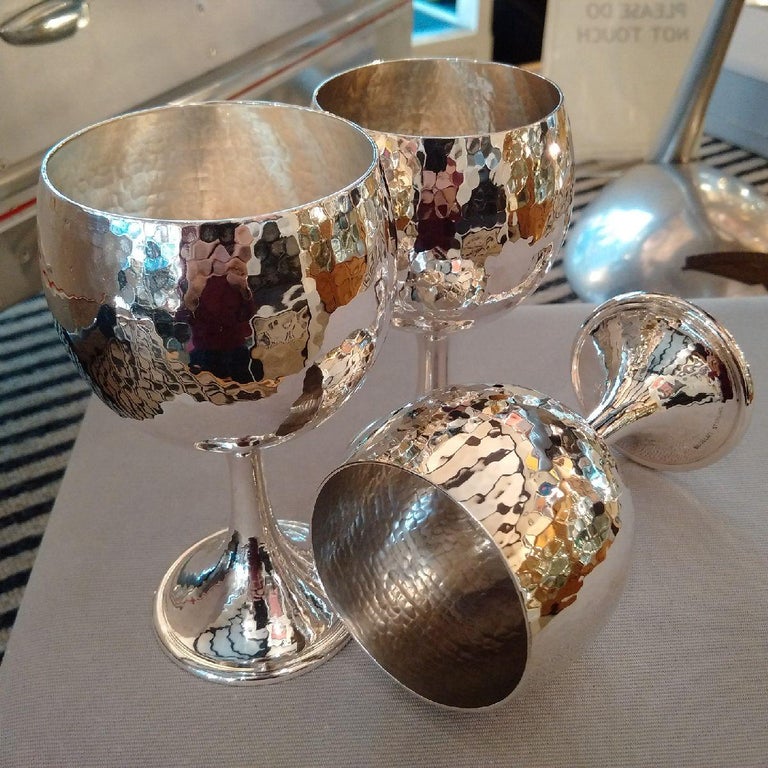 Hammered Sterling Silver Champagne Goblets by Buccellati, circa 1990s ...
