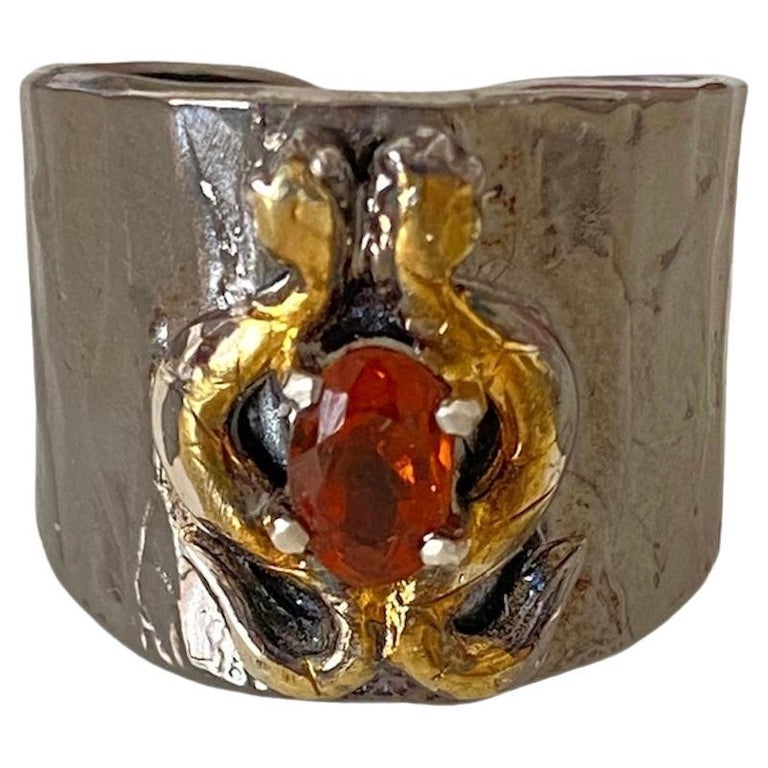 Hammered Vermeil 24k Gold Plated Silver Sterling Snakes Garnet Band ...