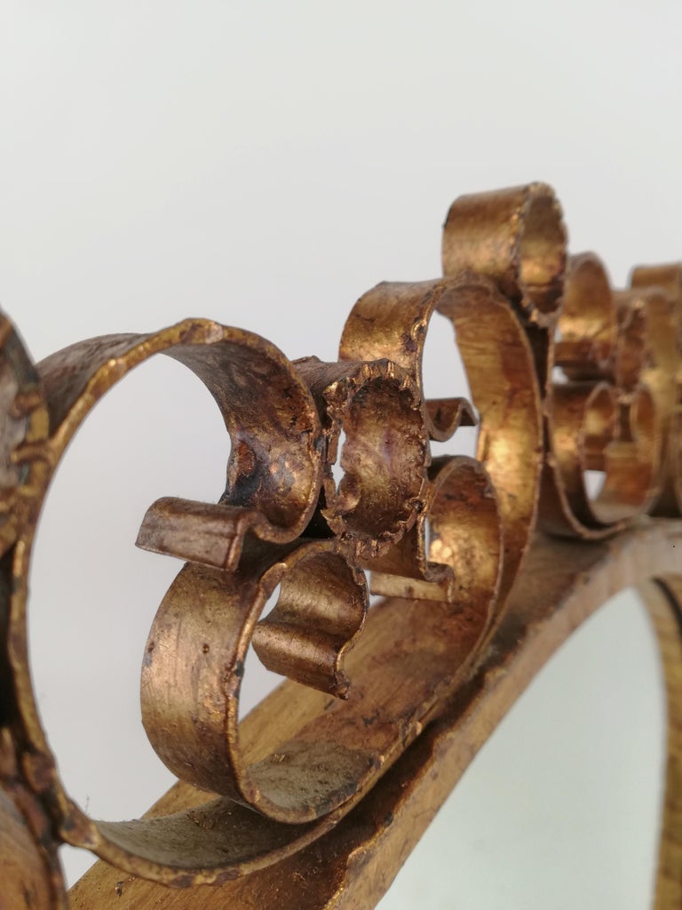 Hammered Wrought Iron Gilded Mirror in the Style of Pierluigi Colli ...