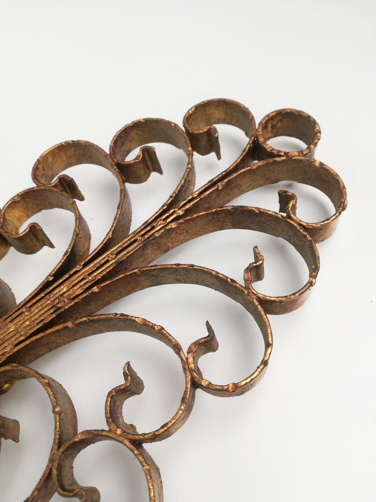 Hammered Wrought Iron Gilded Mirror in the Style of Pierluigi Colli ...