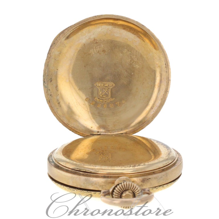 Hampden 14k Yellow Gold Manual Hand Wind Elegant Unisex Pocket Watch