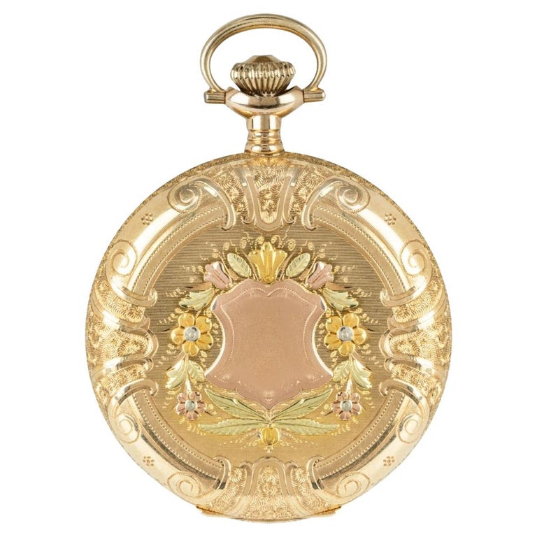 Hampden Watch Company Multi Colored Gold Keyless Lever Full Hunter ...