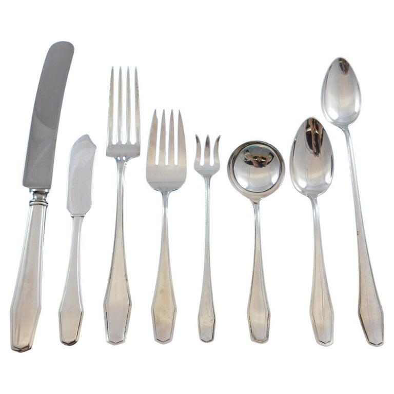 Hampton by Alvin Sterling Silver Flatware Set for 12 Service 103 Pieces ...