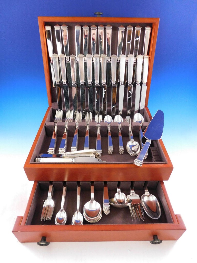 Hampton by Tiffany Sterling Silver Flatware Set for 12 Service 127 Pcs ...
