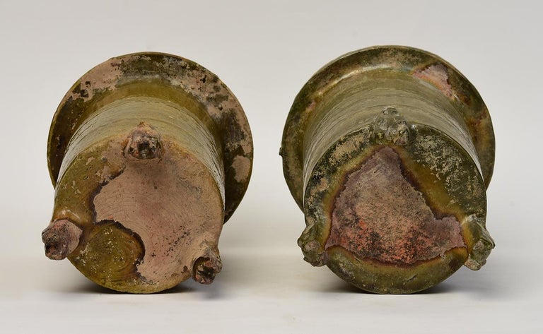 Han Dynasty, a Pair of Antique Chinese Brown Glazed Pottery Granary ...