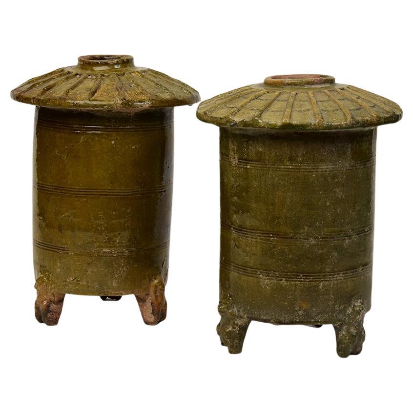 Han Dynasty Green Glazed Covered Storage Jar For Sale at 1stDibs