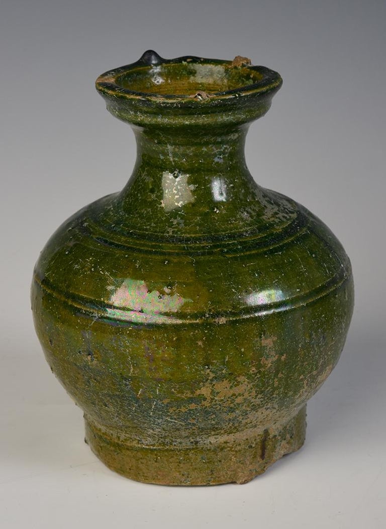 Han Dynasty, a Set of Antique Chinese Green Glazed Pottery Vases For ...