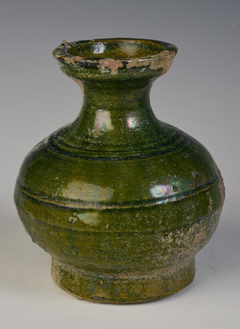 Han Dynasty, a Set of Antique Chinese Green Glazed Pottery Vases For ...