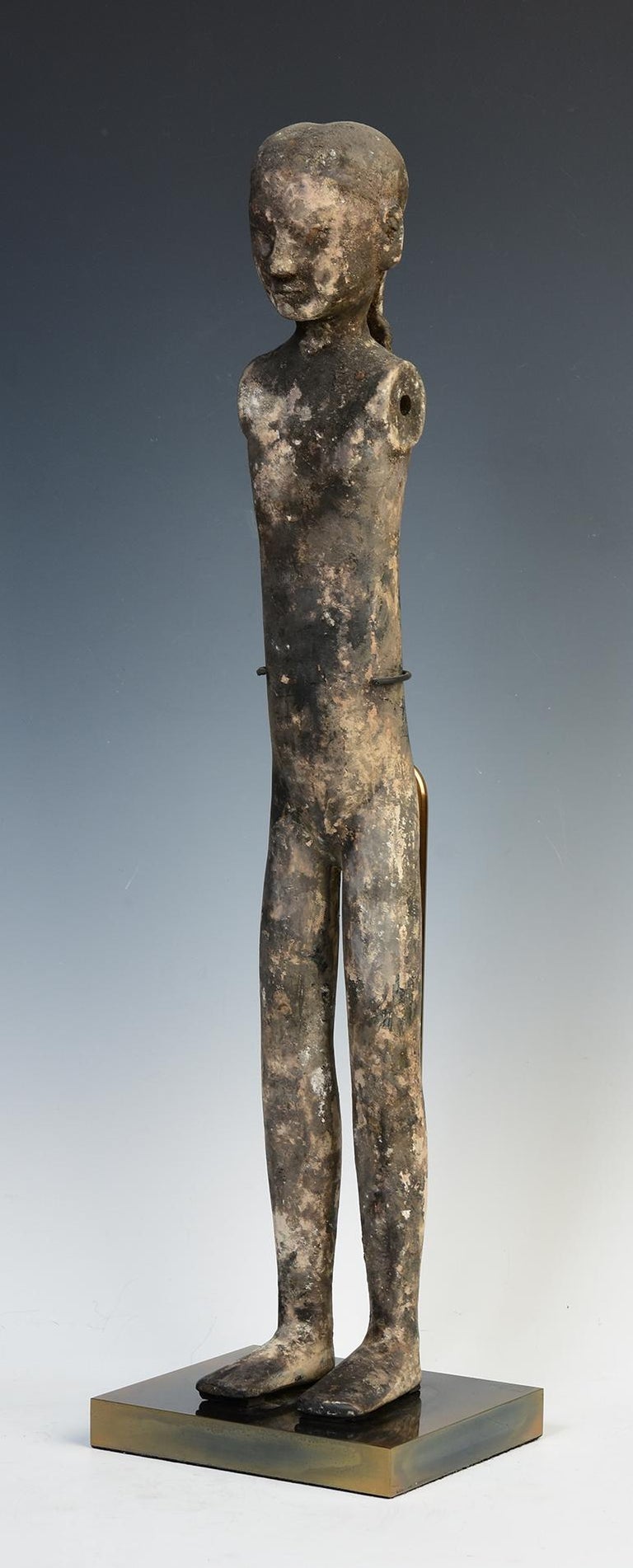 Han Dynasty, Antique Chinese Pottery Stick lady For Sale at 1stDibs