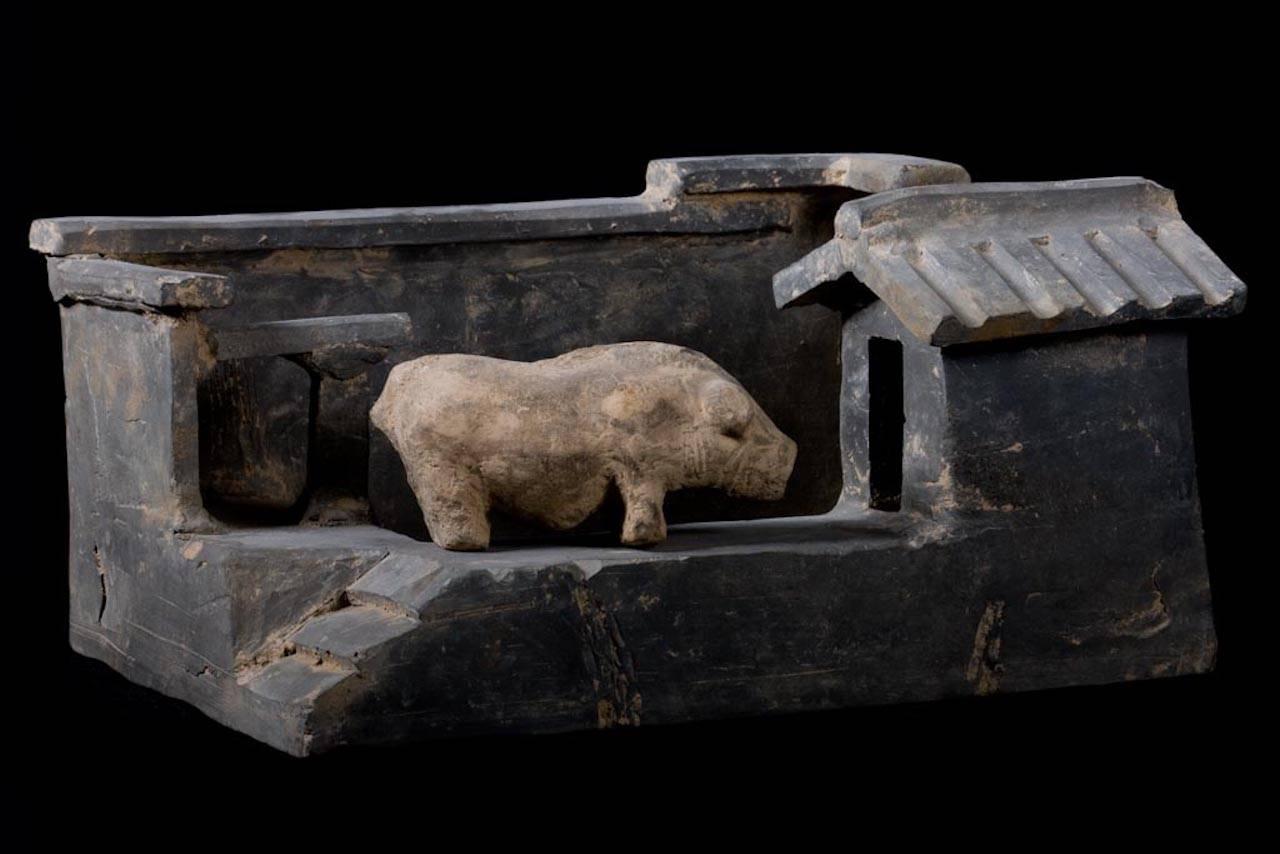 Han Dynasty Terracotta Model of Farm Stead with Pig, China '206BC ...
