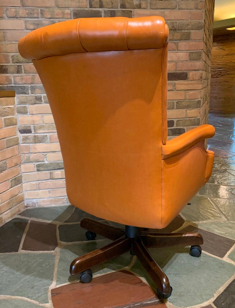 Hancock and Moore Leather Rolling High Back Office Chair, 1970s at ...
